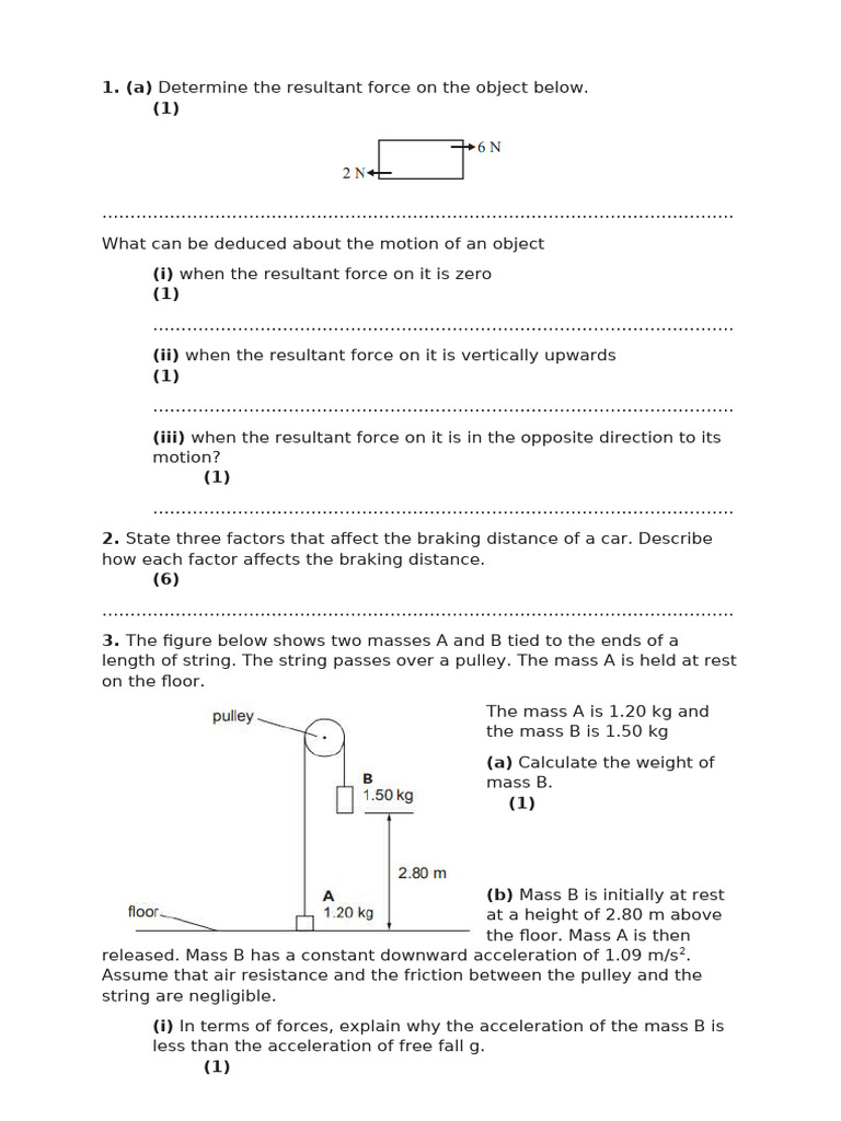 Forces and Motion - QP | PDF