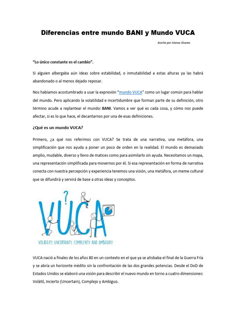 Diferencias Entre Mundo BANI y Mundo VUCA | PDF