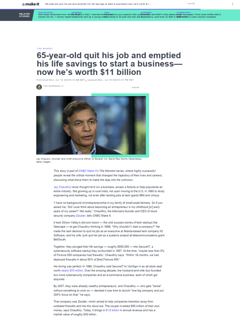 Billionaire Jay Chaudhry Quit Job - Invested Savings To Start First ...