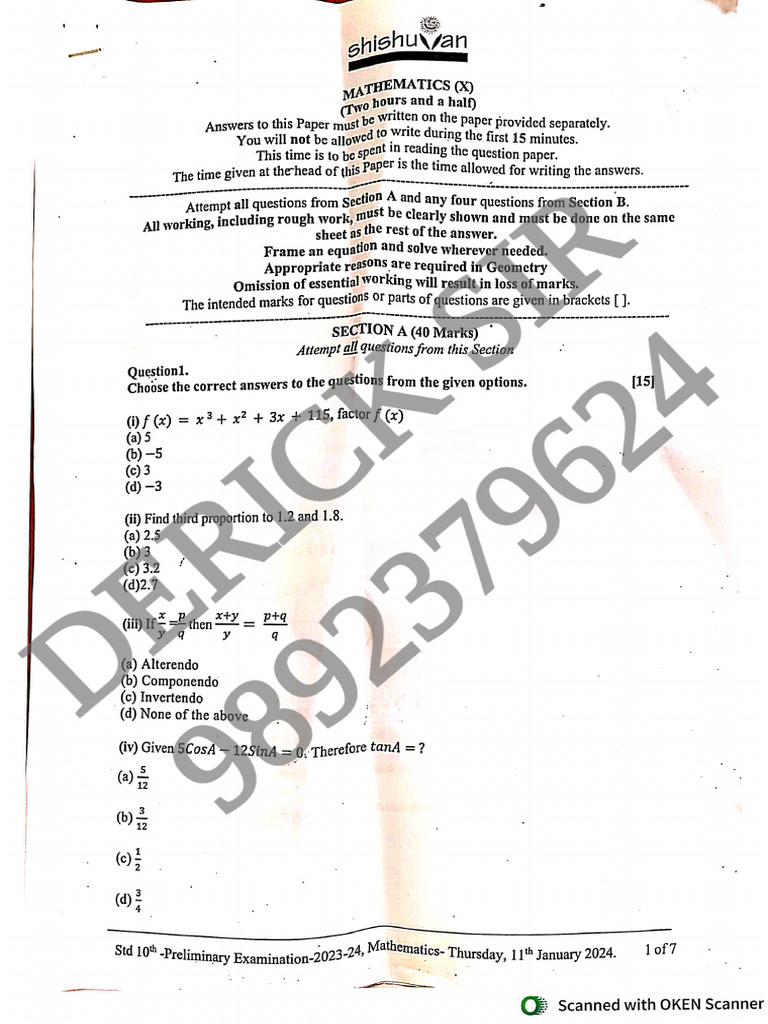 Shishuvan Preliminary Examination 2023-24 | PDF