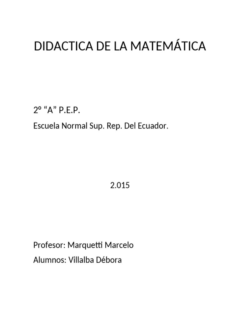 Matematica Caratula | PDF