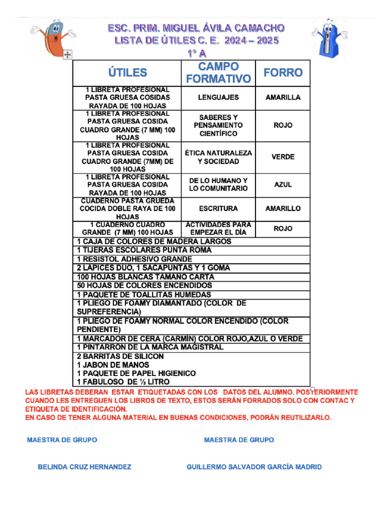LISTA DE UTILES | PDF