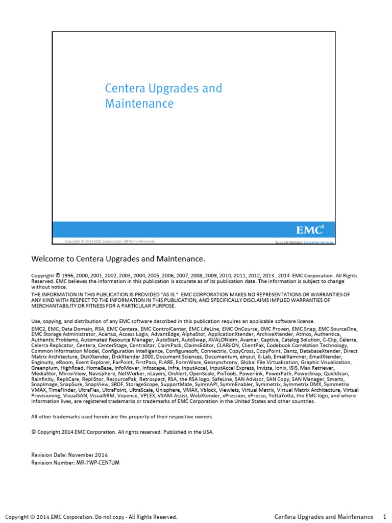 Centera Upgrades & Maintenance - Student Guide | PDF