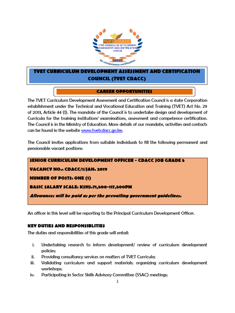 Tvet Cdacc Career Opportunities | PDF