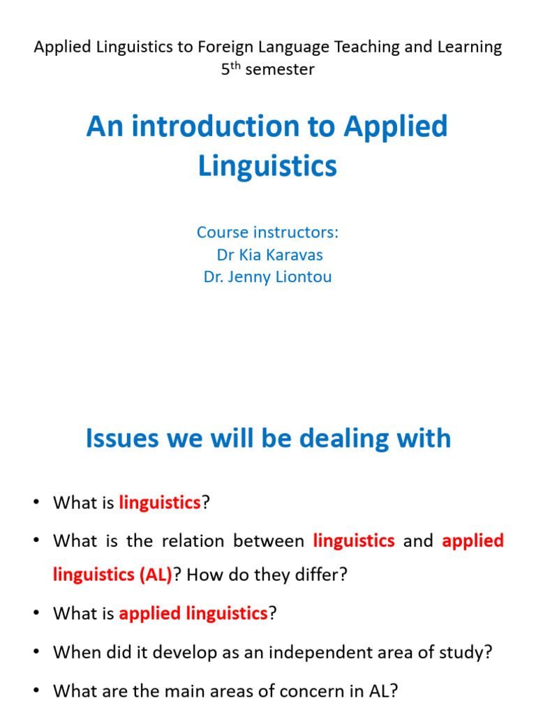 Unit 1 An Introduction To Applied Linguistics - 2020 - FINAL | PDF