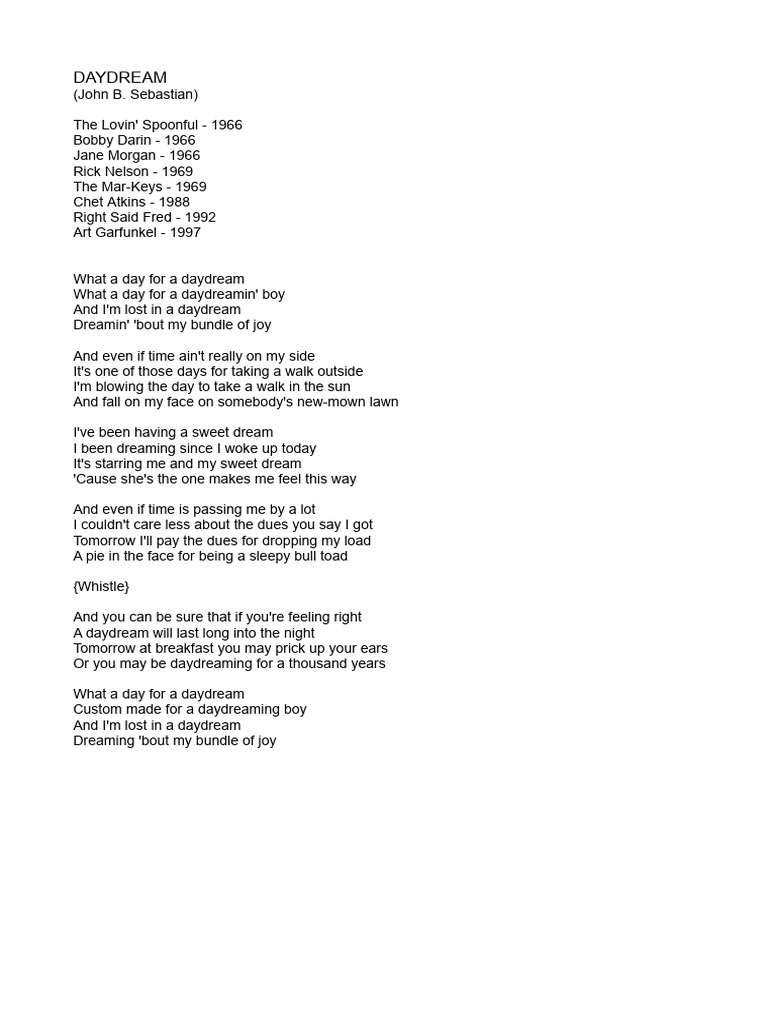 Daydream Lyrics | PDF