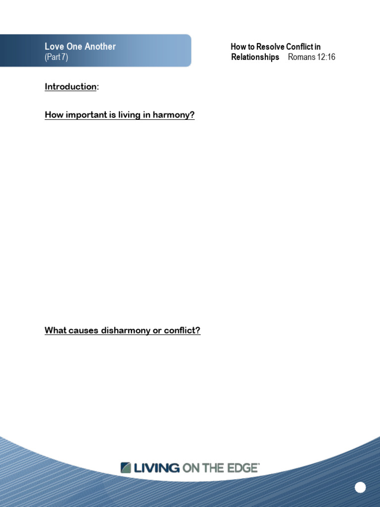 Love One Another How To Resolve Conflict | PDF