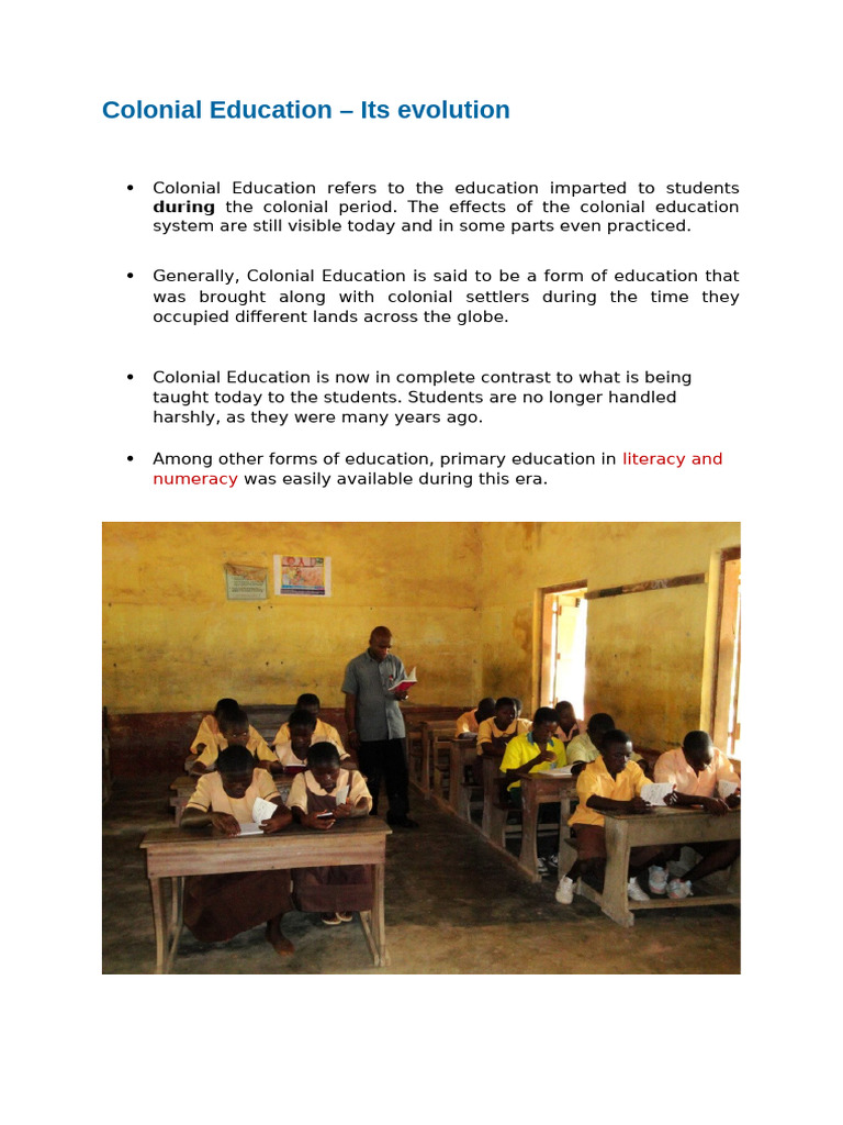 Colonial Education | PDF