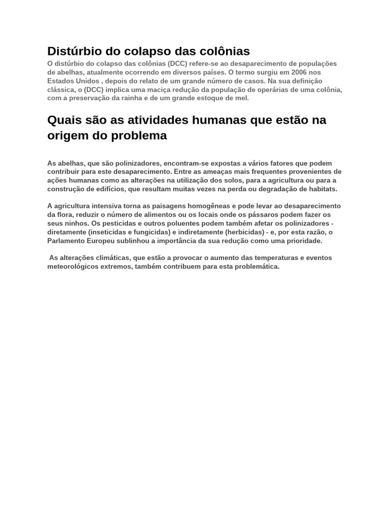Distúrbio Do Colapso Das Colônias | PDF