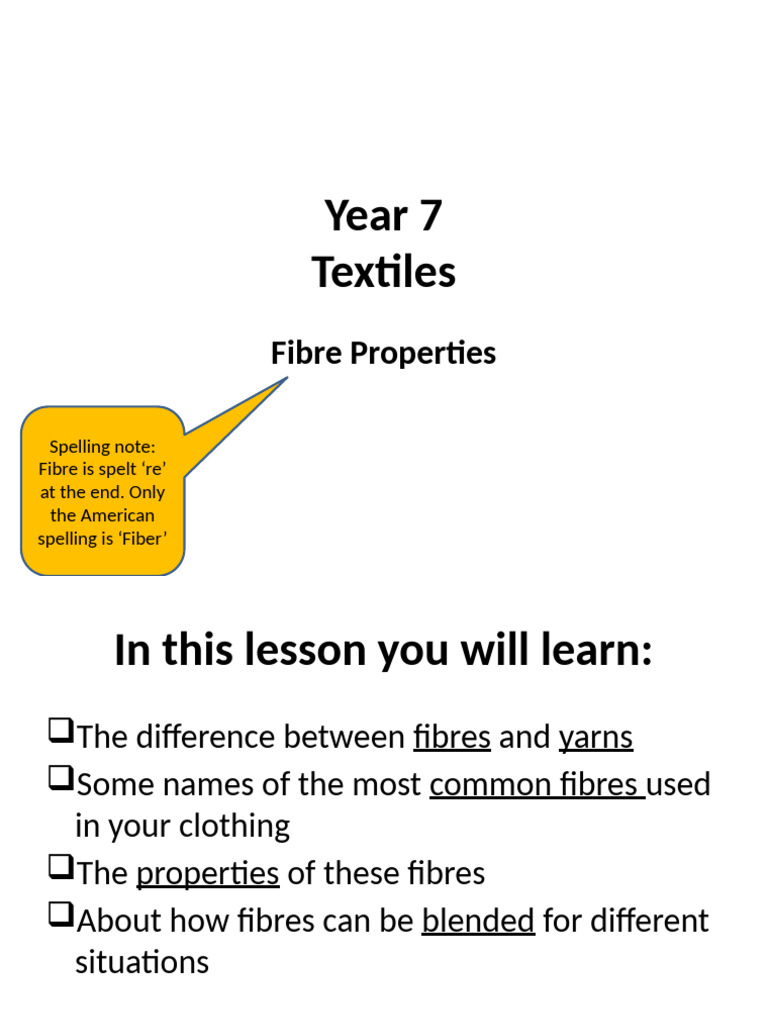 Y7 Textiles Properties Lesson | PDF