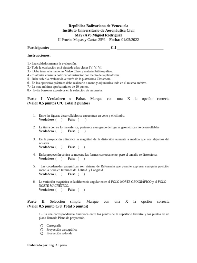 Examen Mapas y Cartas | PDF