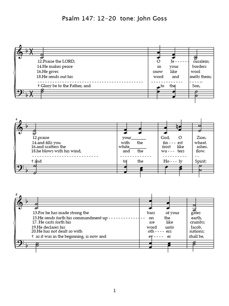 Psalm 147 12-20 Tone John Goss | PDF
