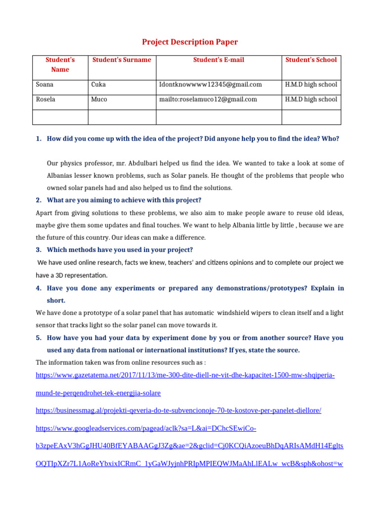 ASEF Project Description Paper | PDF