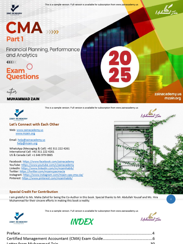 Sample of CMA Part 1 Exam Questions 2025 | PDF