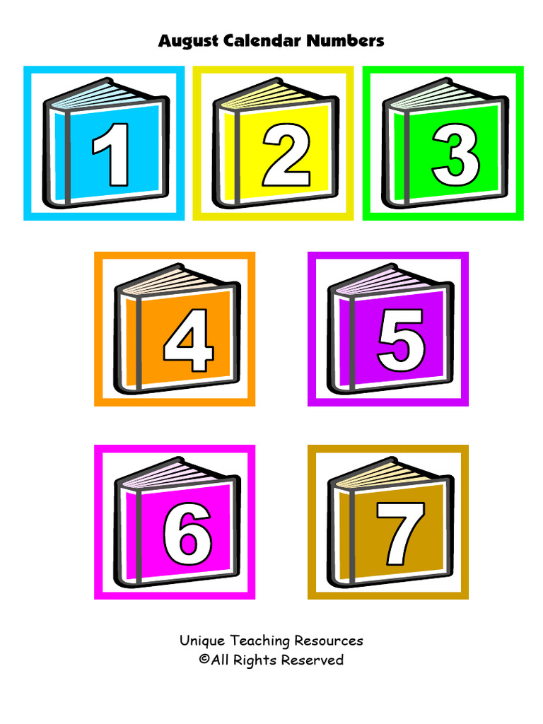 3 August Calendar Numbers | PDF