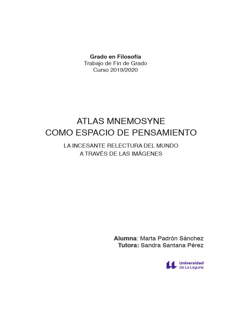 Atlas Mnemosyne Como Espacio de Pensamiento. La Incesante Relectura Del ...