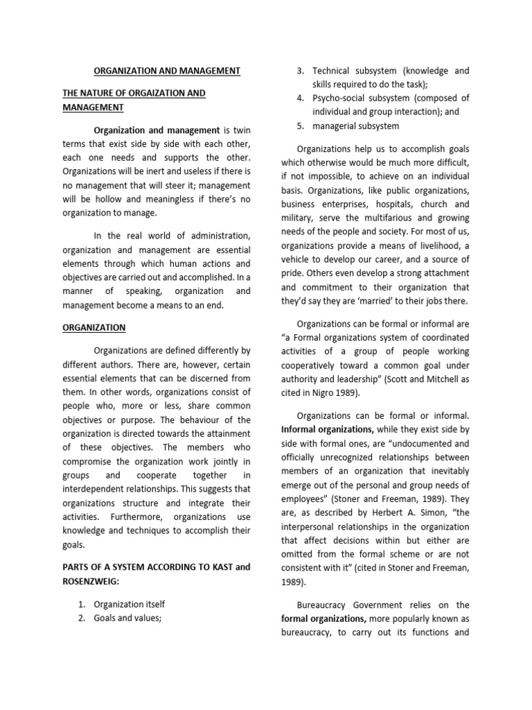 Organization and Management | PDF