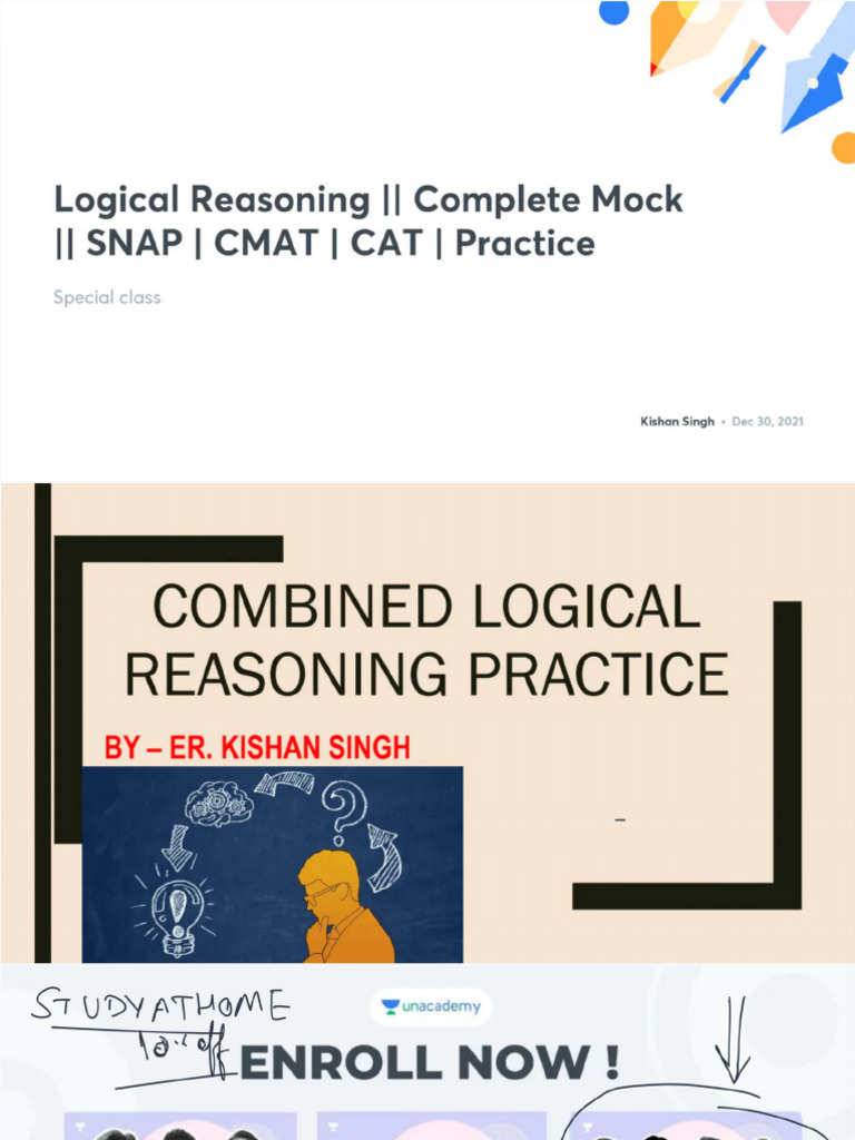 Logical Reasoning Complete Mock SNAP CMAT CAT Practice With Anno | PDF