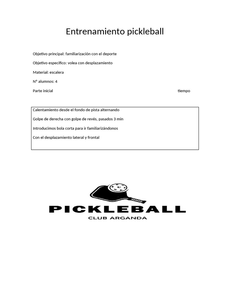 Entrenamiento Pickleball | PDF