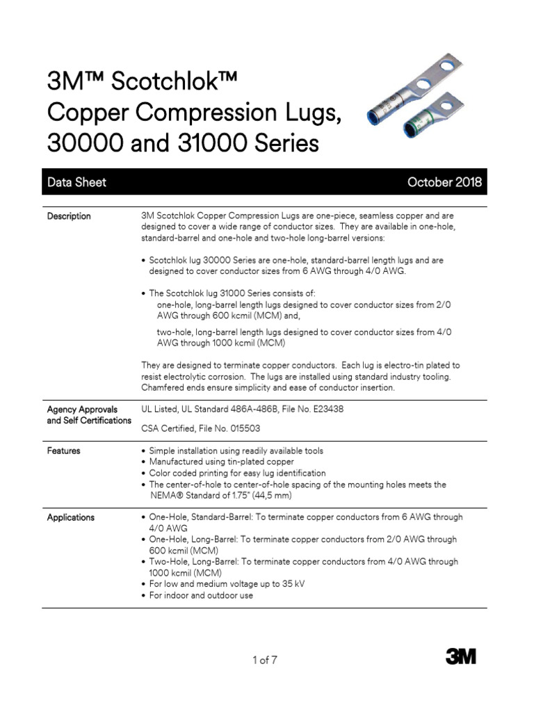 3M - Bornas Terminal de Compression Lugs 30000 & 31000 Series - Data ...