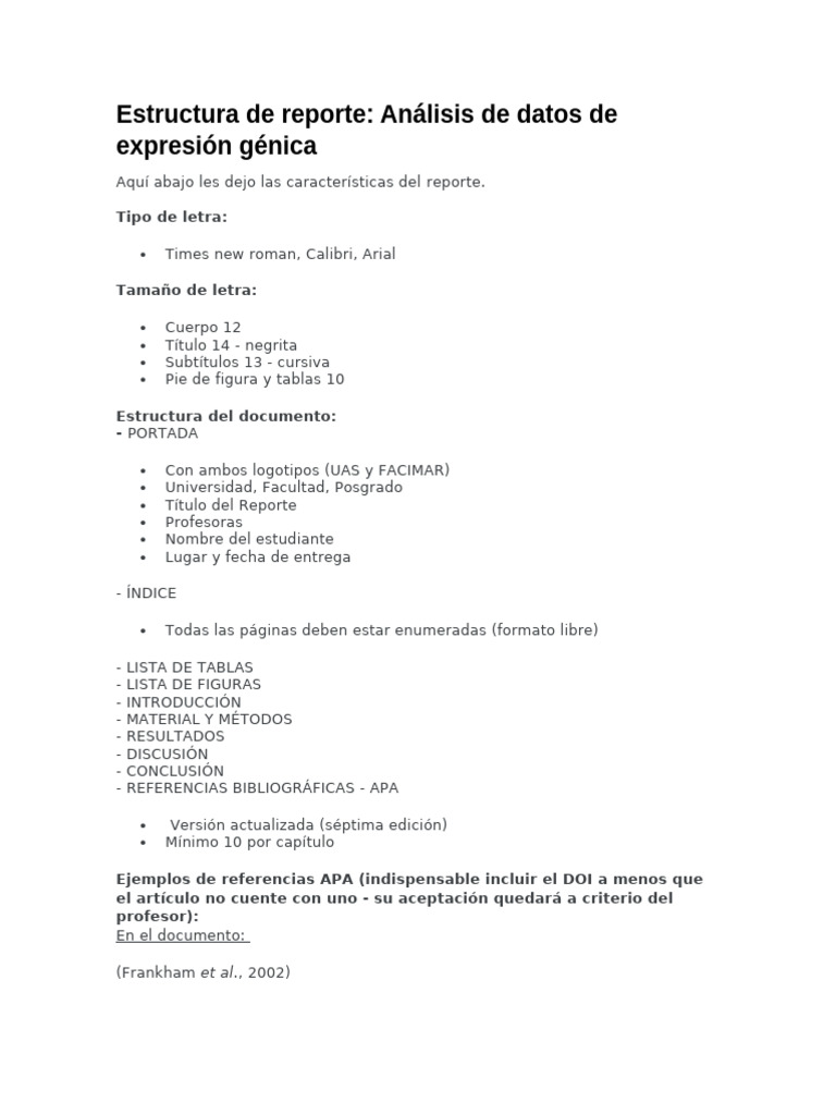 Estructura de reporte | PDF