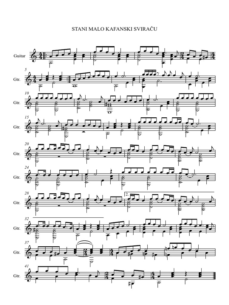 Stani Malo Kafanski Sviraču - Full Score | PDF