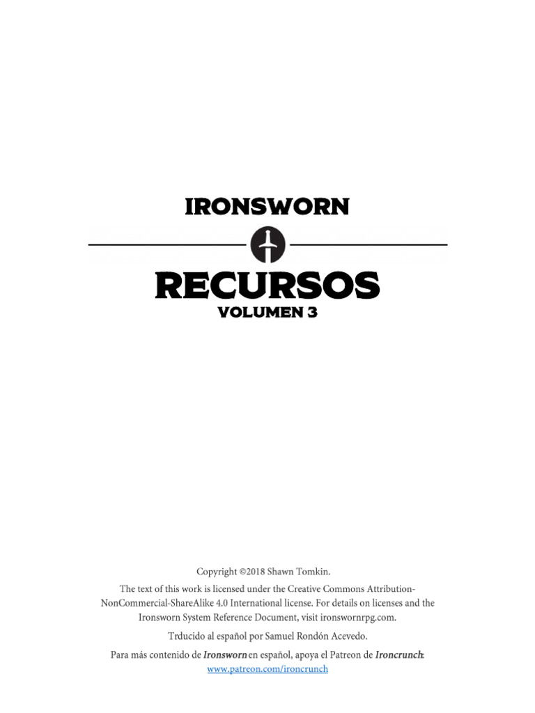 Ironsworn - Recursos, Volumen 3 | PDF