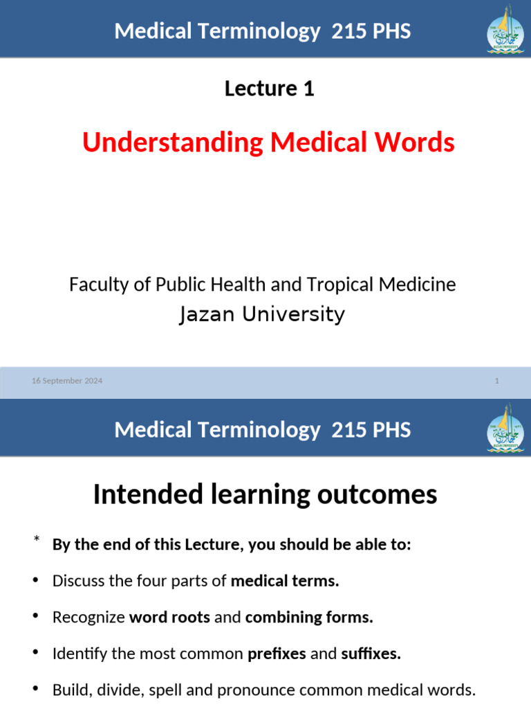 Lecture (1) Understanding Medical Terms | PDF
