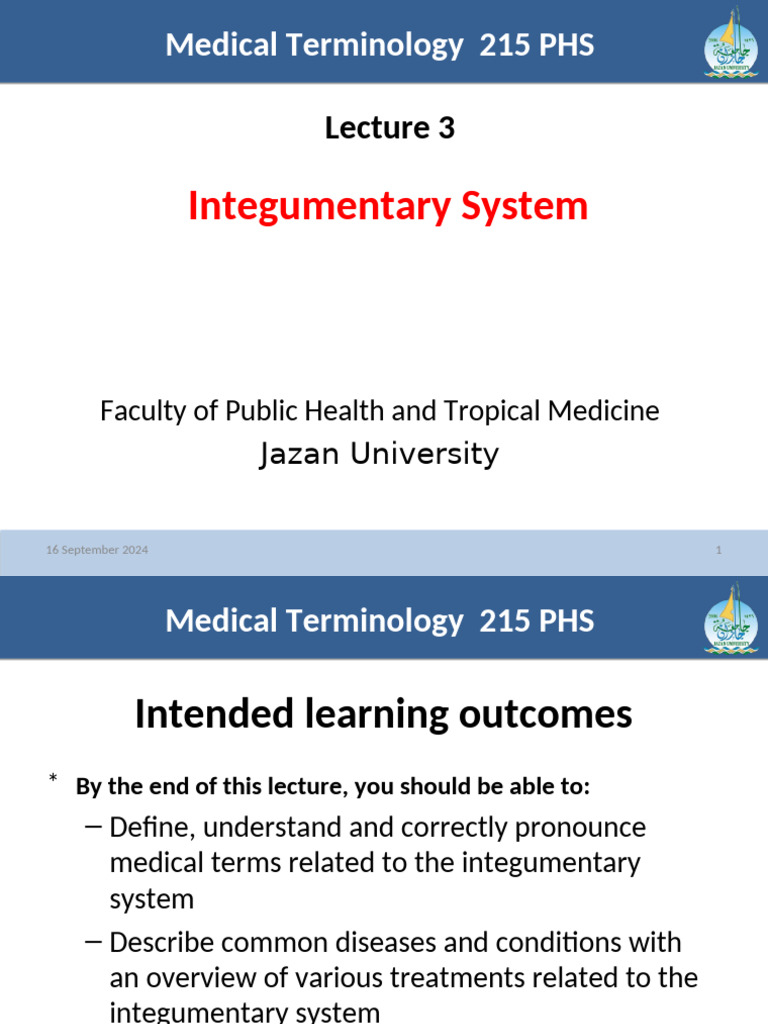 Lecture (3) Integumentary System | PDF | Integumentary System | Skin