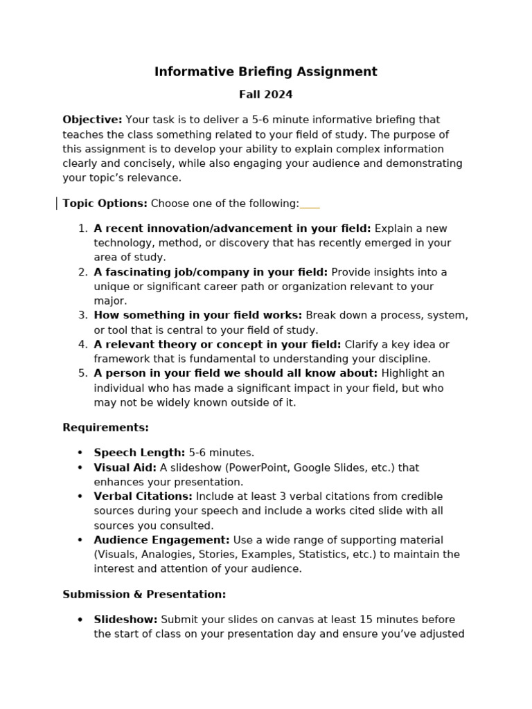 Informative Briefing Assignment | PDF
