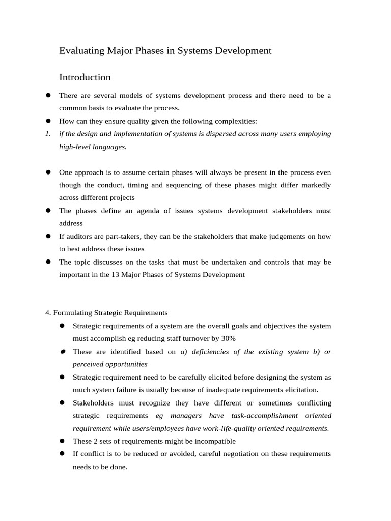 Evaluating Major Phases in Systems Development | PDF | Databases ...