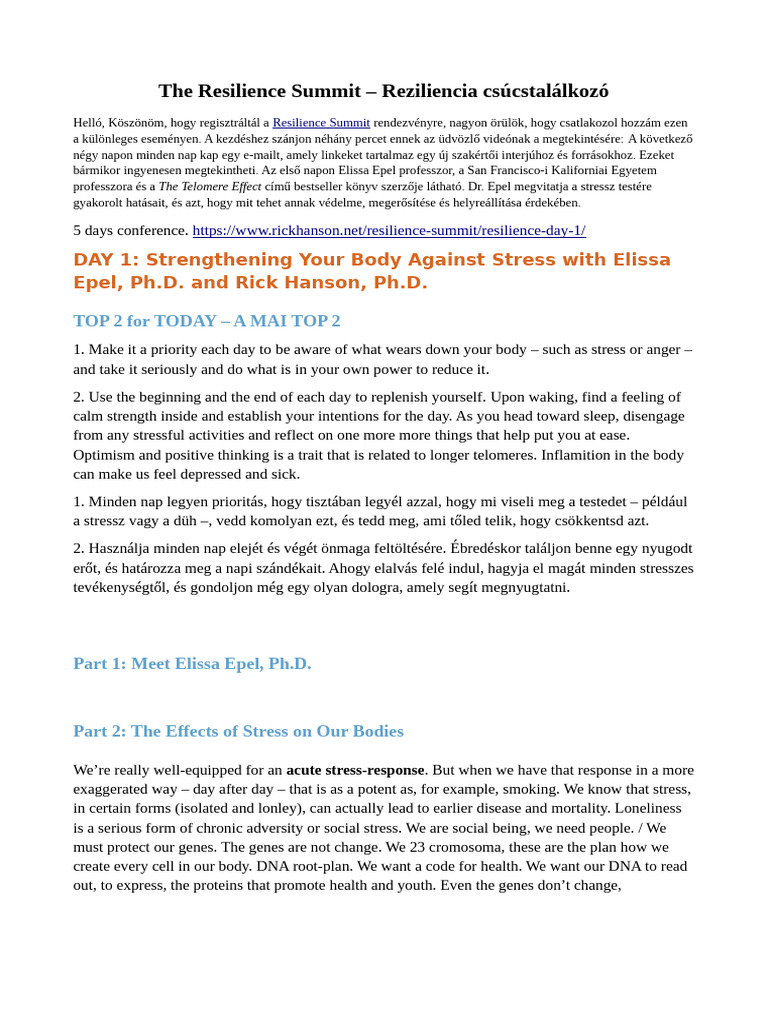 The Resilience Summit | PDF