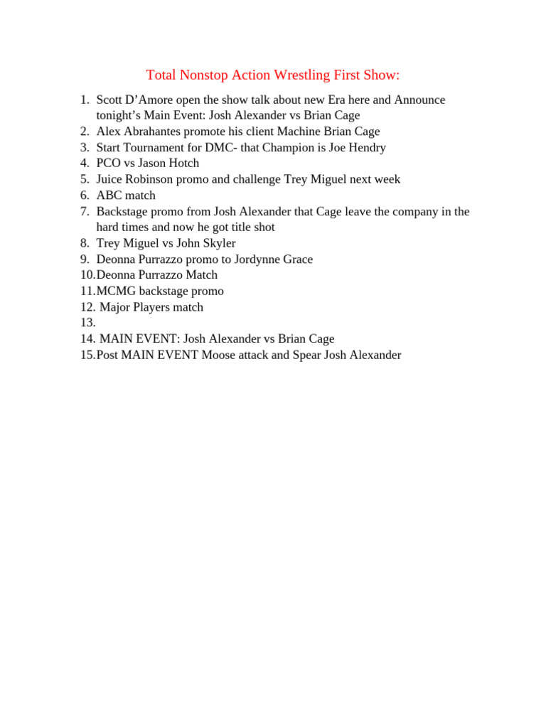 TNA First Show | PDF