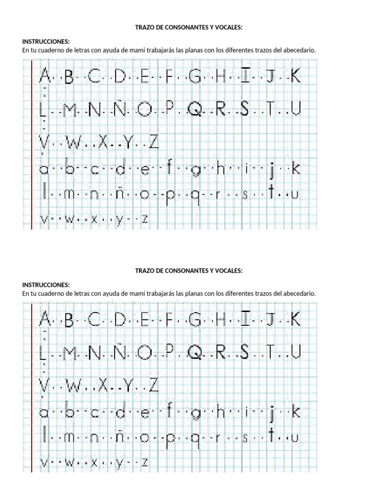 Trazo de Consonantes y Vocales | PDF