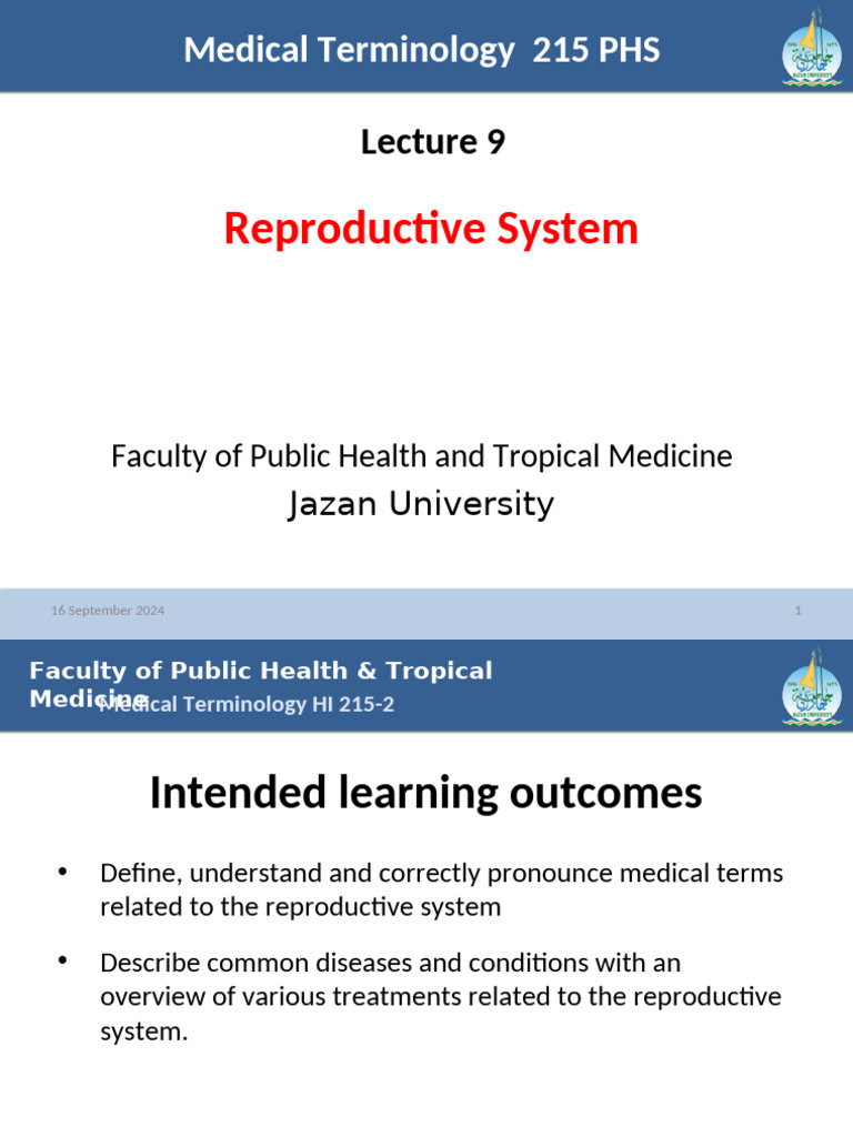 Lecture (9) Reproductive System | PDF