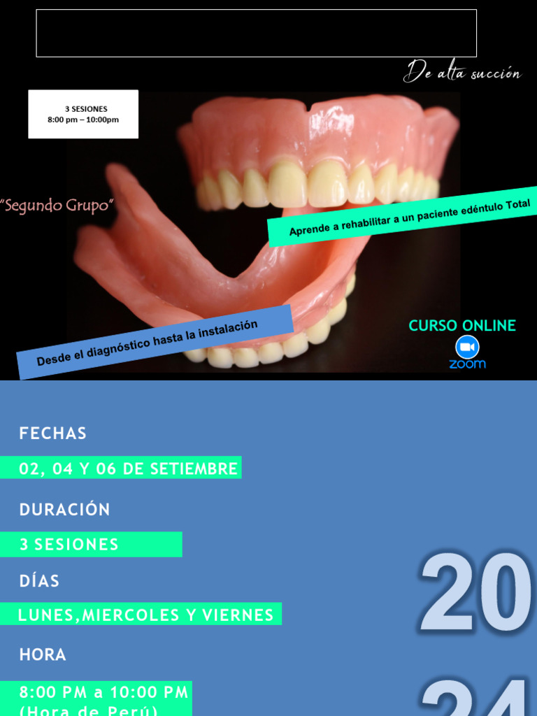 Curso Virtual Prostodoncia Total de Alta Succión - Setiembre 2024 | PDF