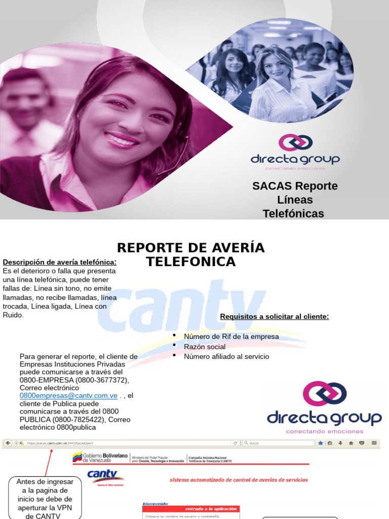 Reporte de Averia Linea Telefonica SACAS | PDF