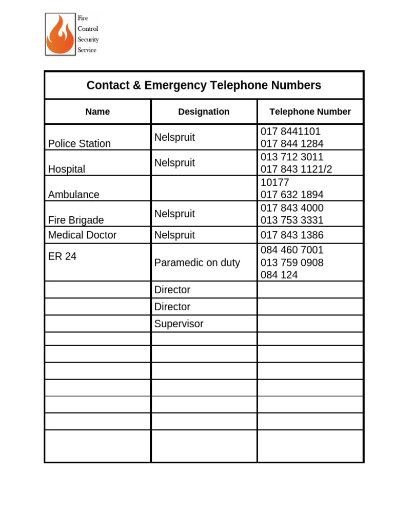 Emergency Contact Numbers | PDF