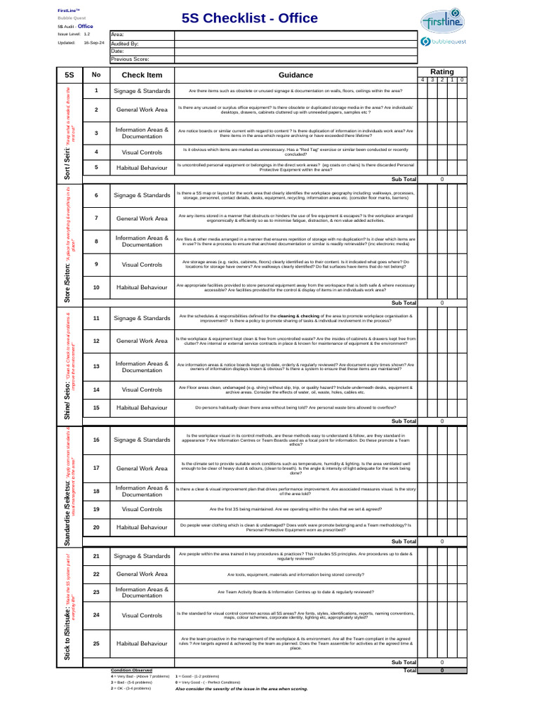 5S Office Audit1 | PDF