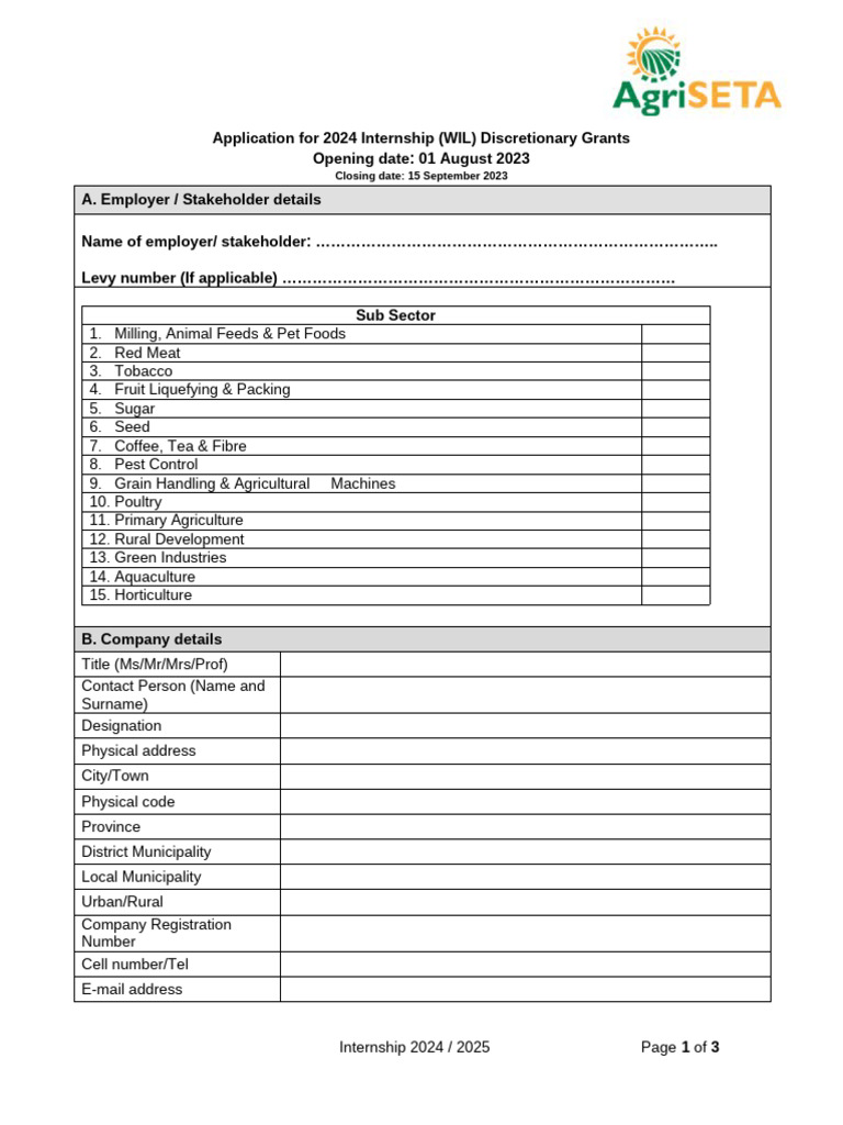 6. Internship WIL Application Form 2024 7 | PDF
