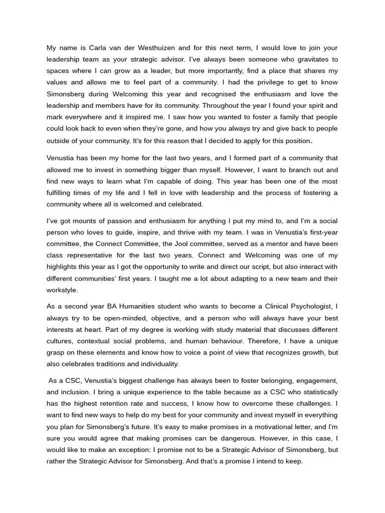 Motivational Letter | PDF