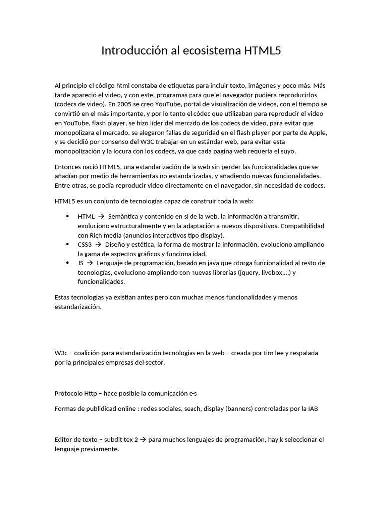 Introduccion al ecosistema HTML5 | PDF Introduccion al ecosistema HTML5 | PDF