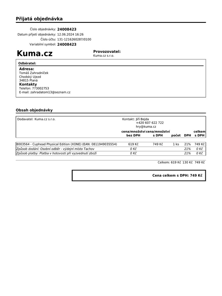 Objednavka 24008423 | PDF