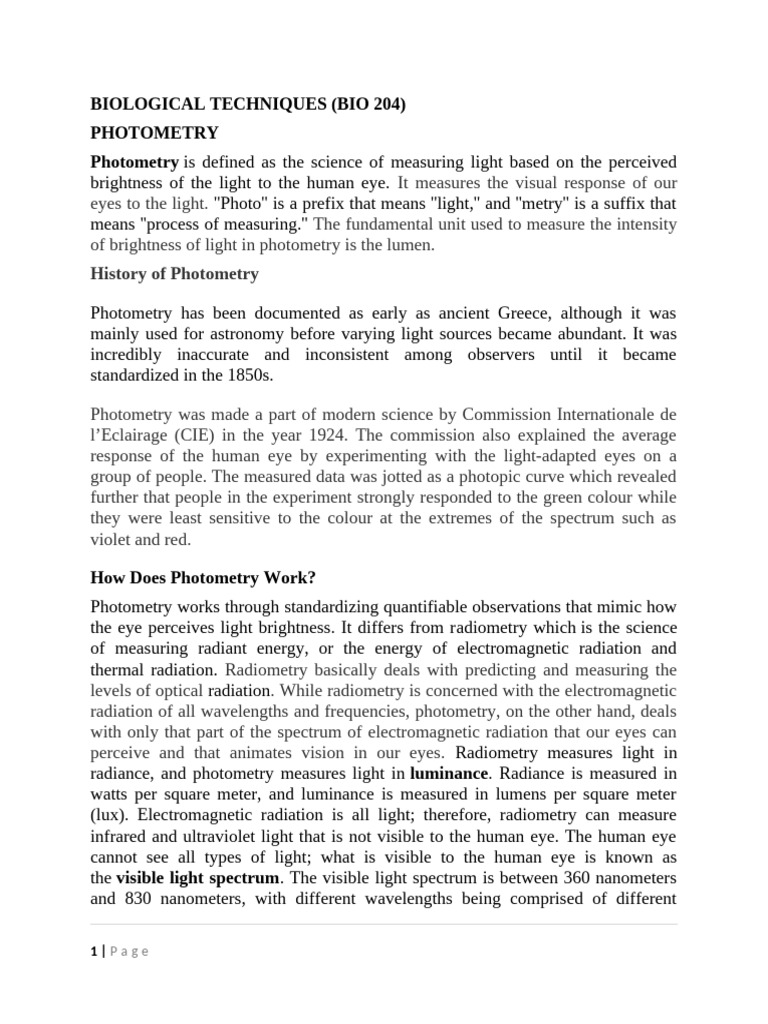 Photometry Lecture Note | PDF