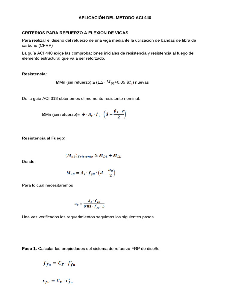 Aplicación Del Metodo Aci 440 | PDF