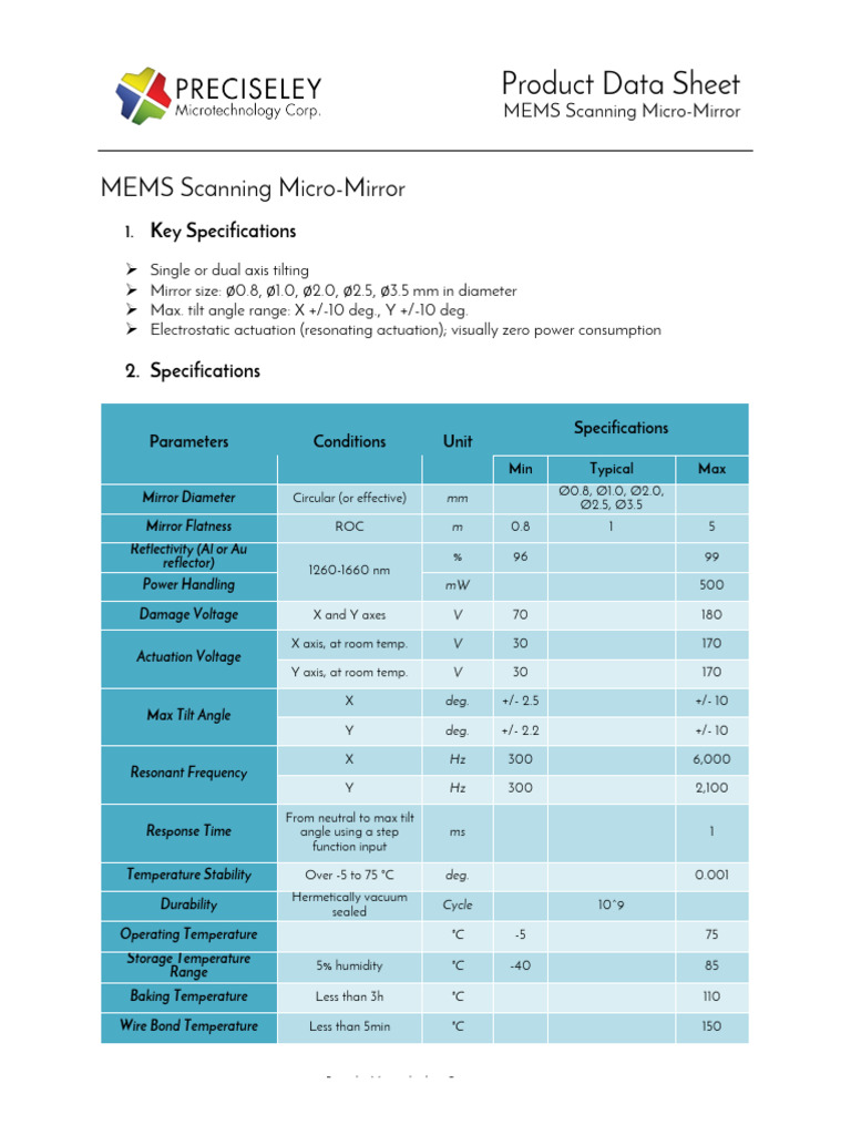 Preciseley MEMS Scanning Mirror | PDF