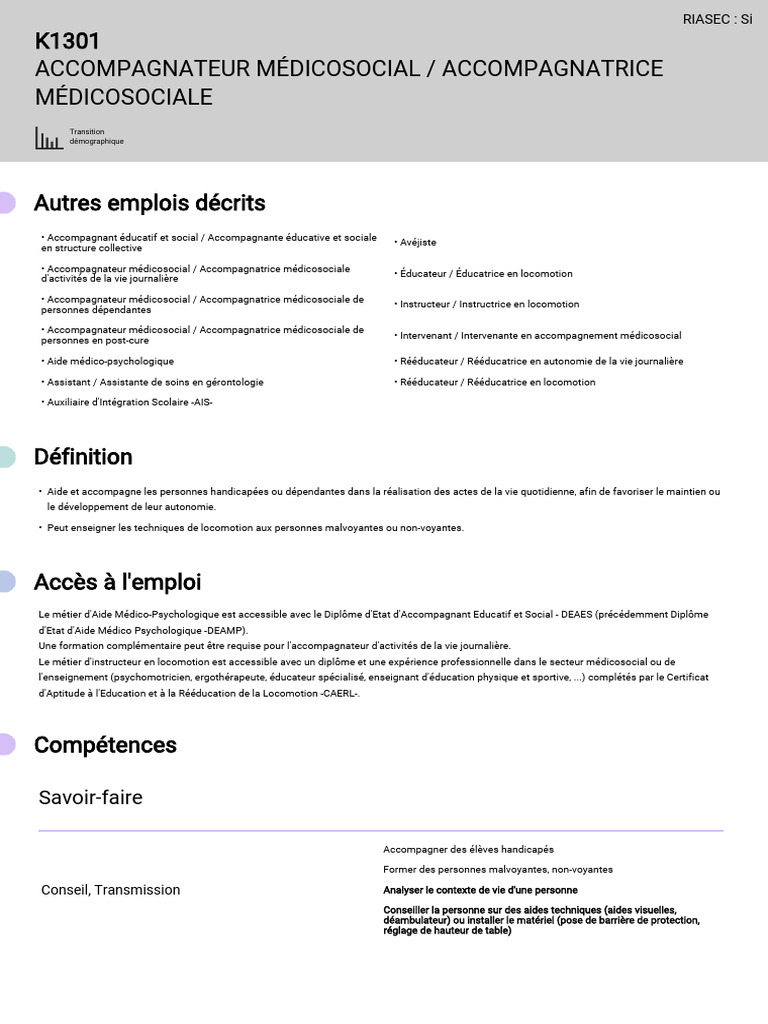 K1301 Accompagnateur Médicosocial / Accompagnatrice Médicosociale | PDF