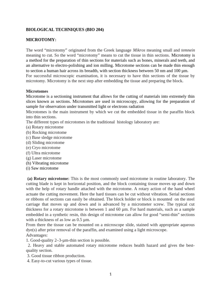 microtomy 1 | PDF