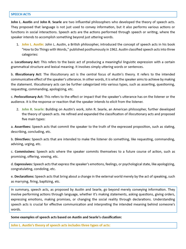 Speech Acts | PDF