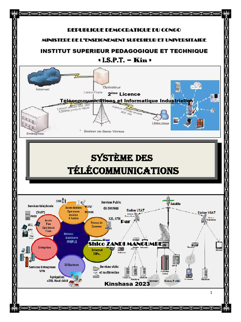Cours de Système Des Télécoms, L2 Télécom Et II, IsPT-Kin 2023, Shico ...